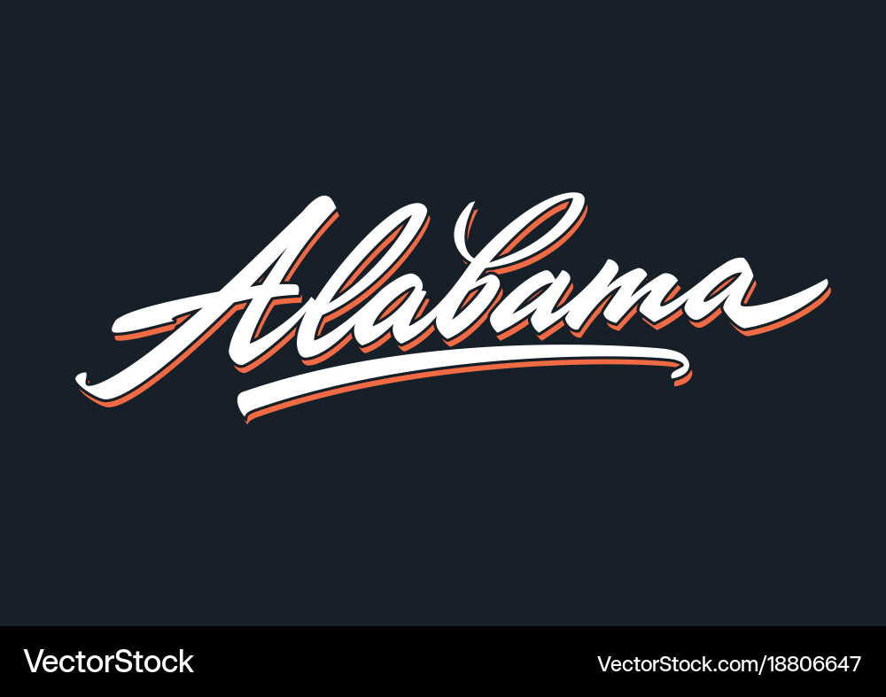 Alabama brush lettering script Royalty Free Vector Image
