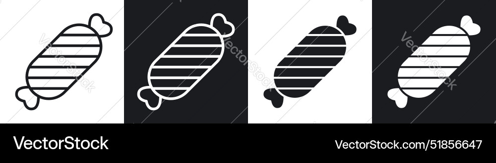 Candy-sweet icon set in black and white filld Vector Image