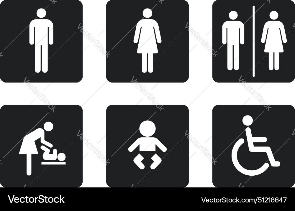 Common restroom symbol set Royalty Free Vector Image