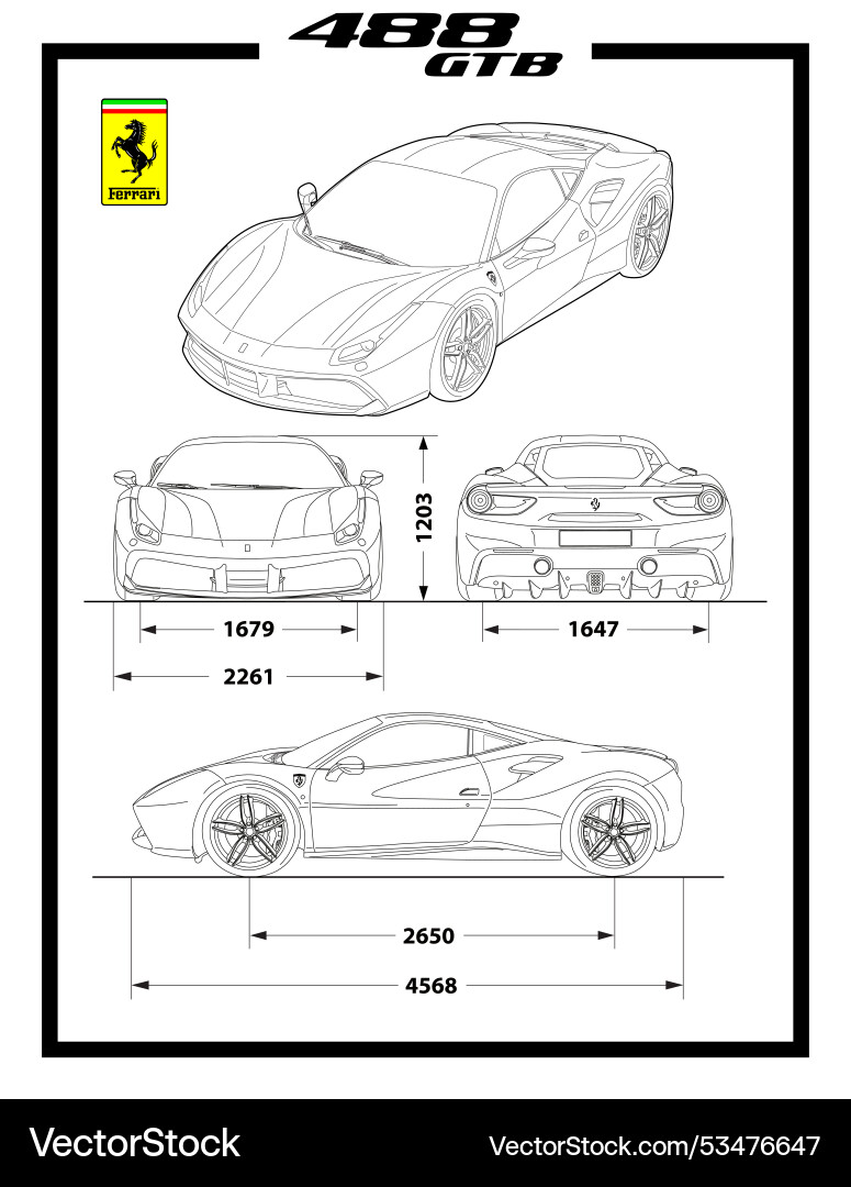 Ferrari 488 gtb Royalty Free Vector Image - VectorStock