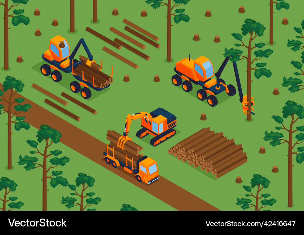 Isometric sawmill Royalty Free Vector Image - VectorStock