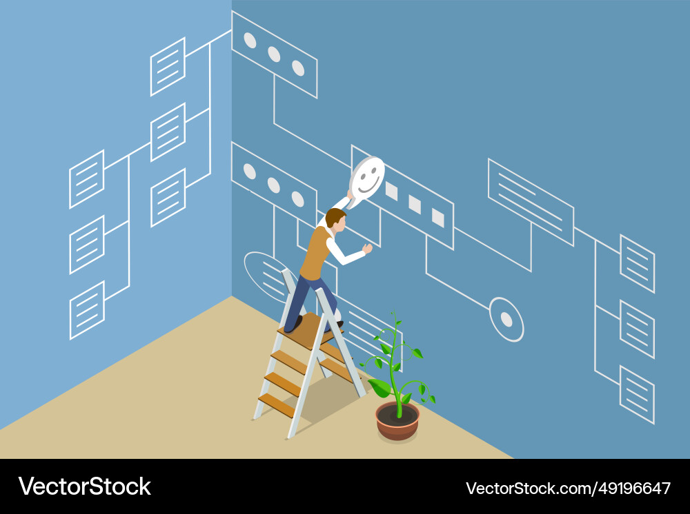 Isometric Workflow Diagram Royalty Free Vector Image