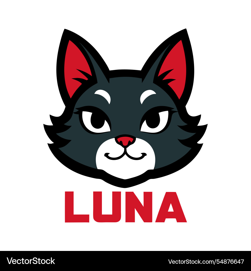 Luna cat head mascot logo Royalty Free Vector Image