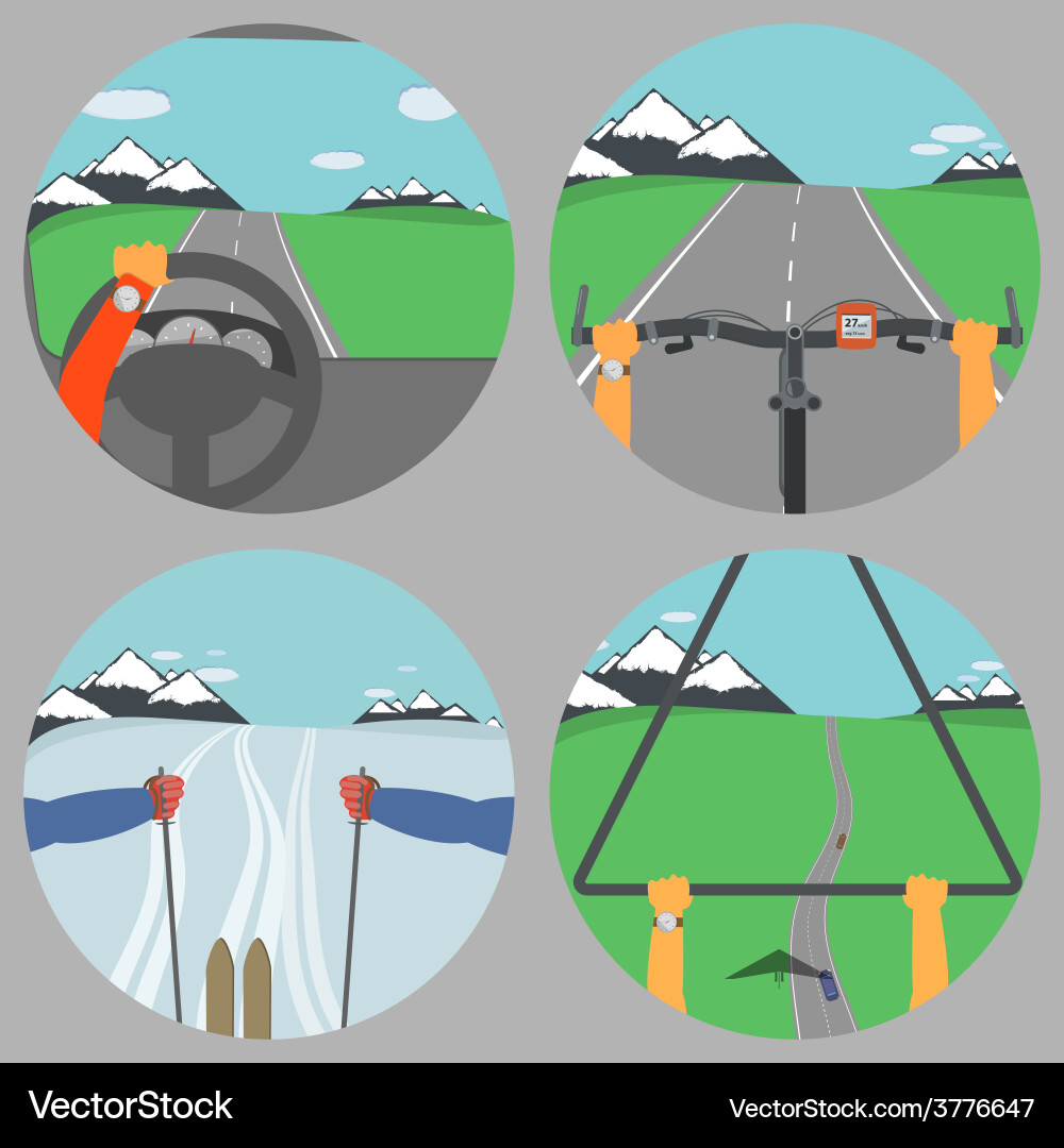 Man drives different vehicle types Royalty Free Vector Image