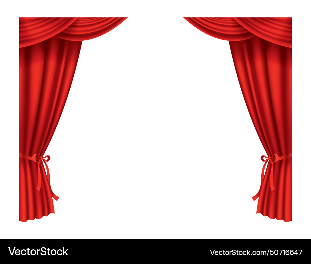 Red curtains realistic theater fabric silk Vector Image