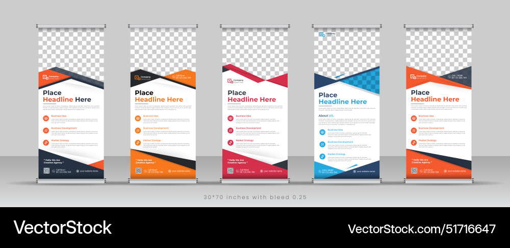 Roll up banner stand design with abstract Vector Image