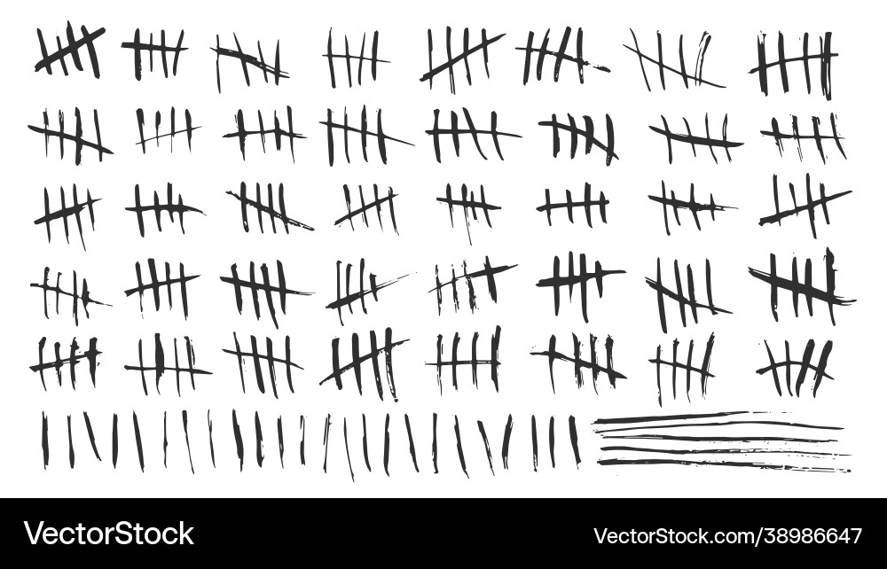 Tally mark black lines marking hand drawn Vector Image