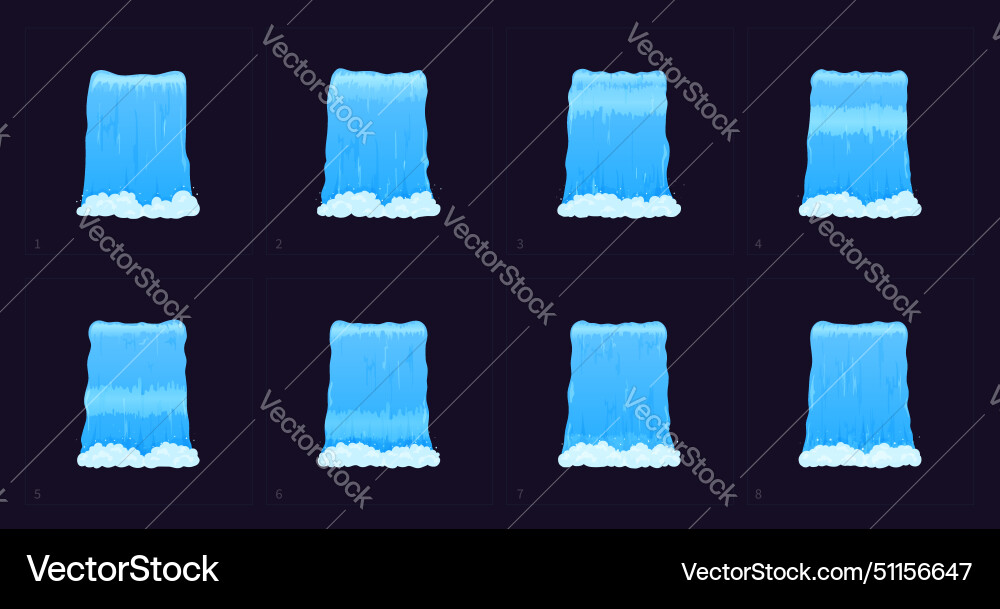 Water cascade waterfall sprite sheet animation Vector Image