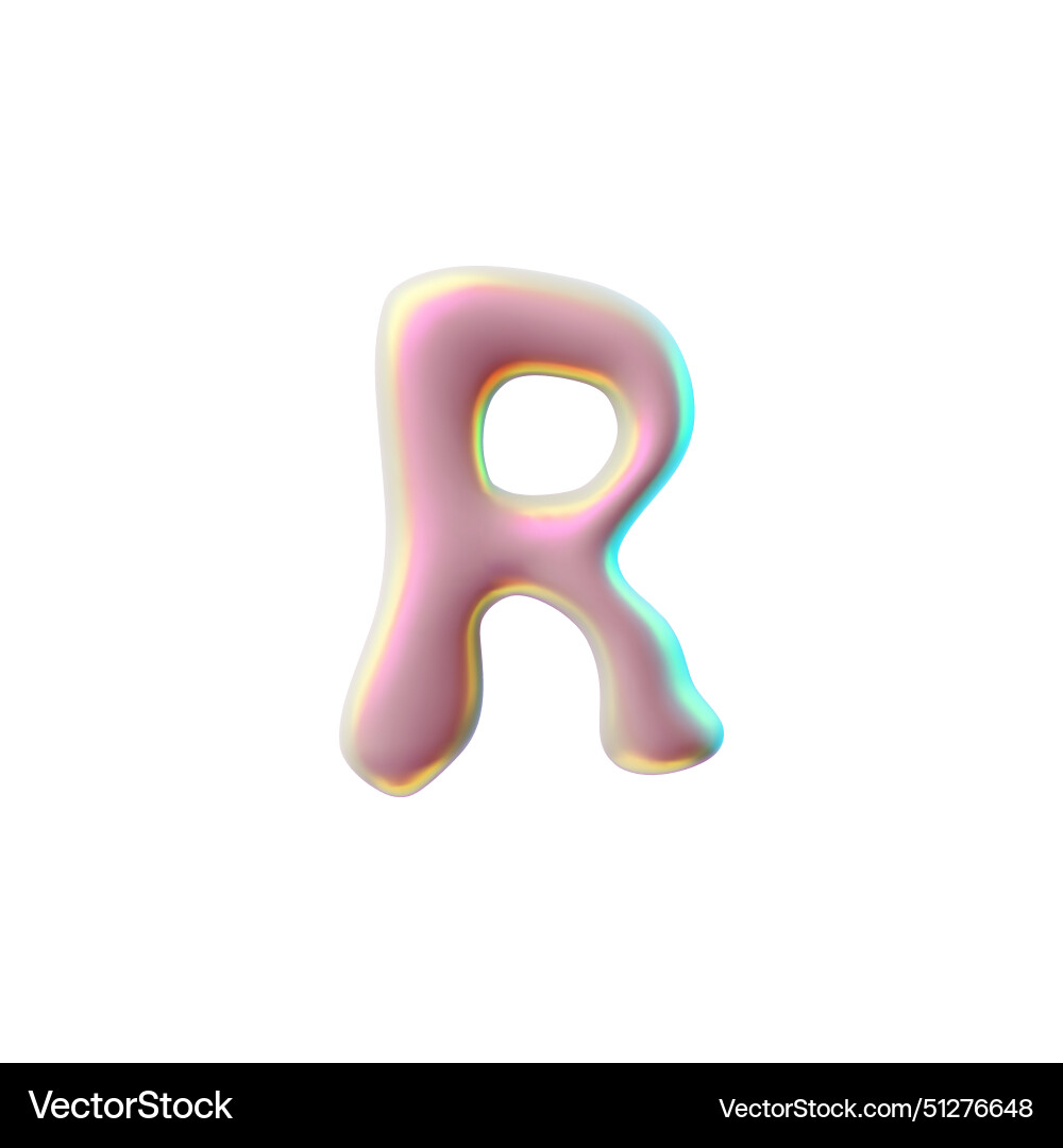 3d font y2k glossy pink letter r Royalty Free Vector Image
