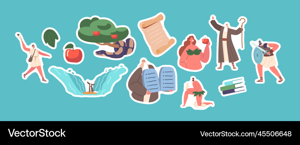 Bible Sticker Collection - Biblical Stories Vector Image