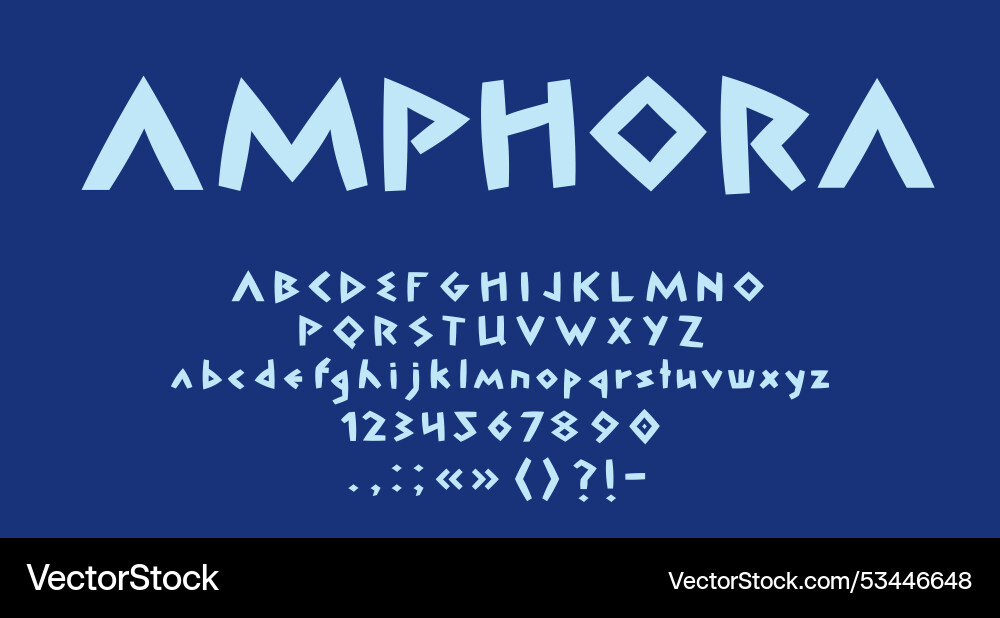 Blue greek style font and ancient greece type Vector Image