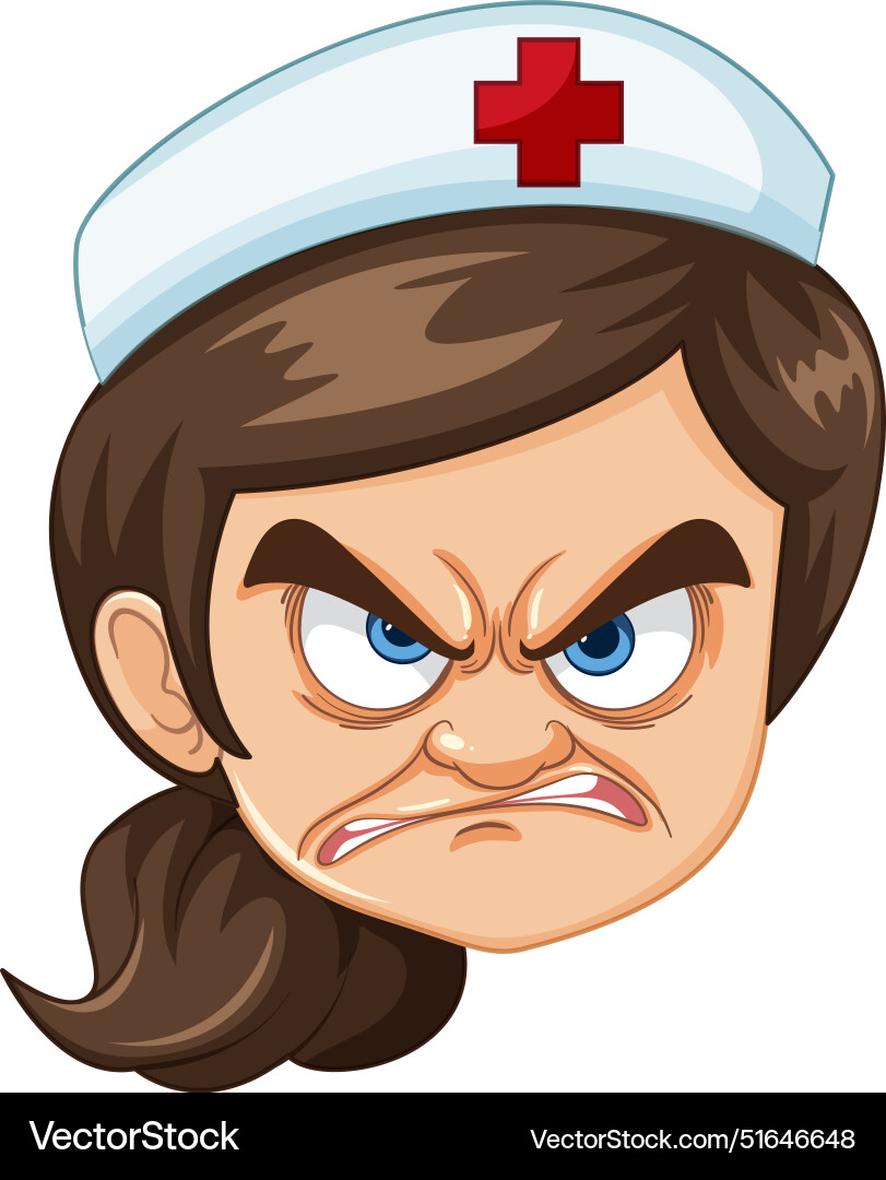 Cartoon nurse with an angry expression Royalty Free Vector