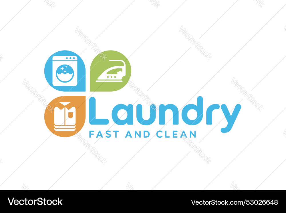 Creative laundry service logo template washing Vector Image