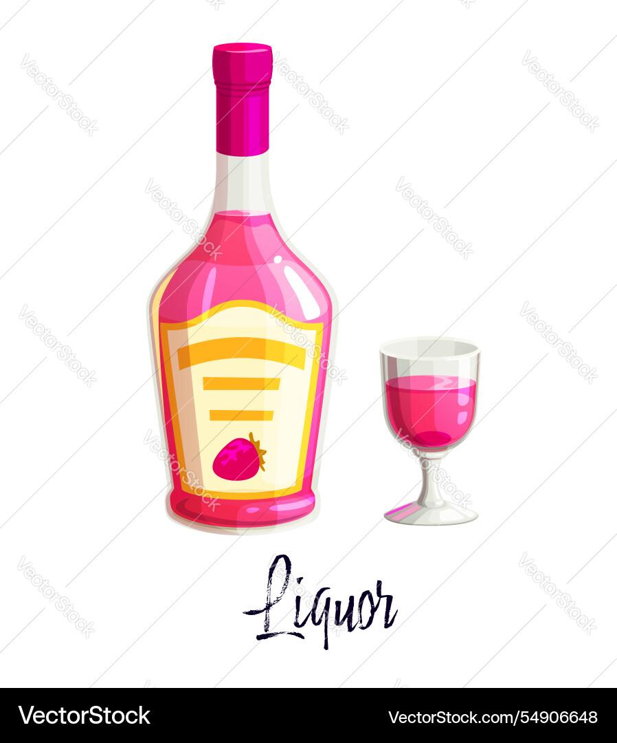 Liquor alcohol bottle and glass flask Royalty Free Vector