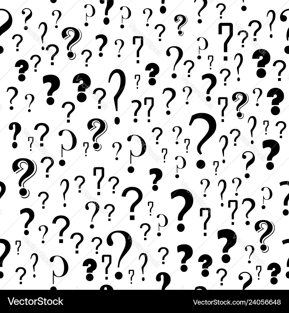 Question mark seamless pattern on white background