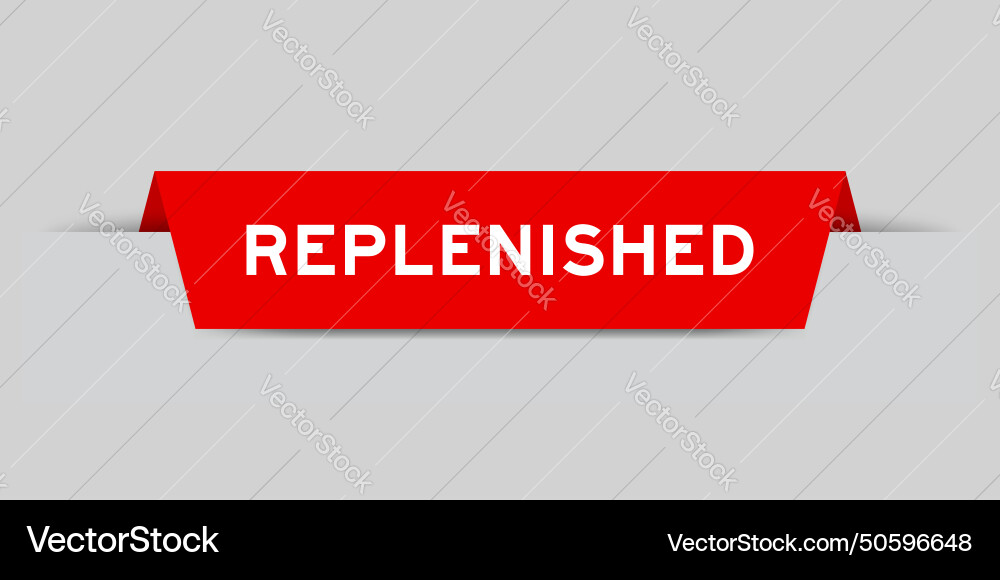 Red color inserted label with word replenished Vector Image