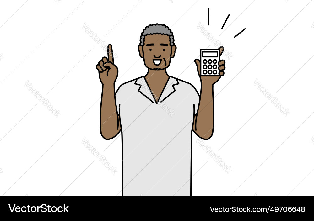 Senior Black Man with Calculator Royalty Free Vector Image