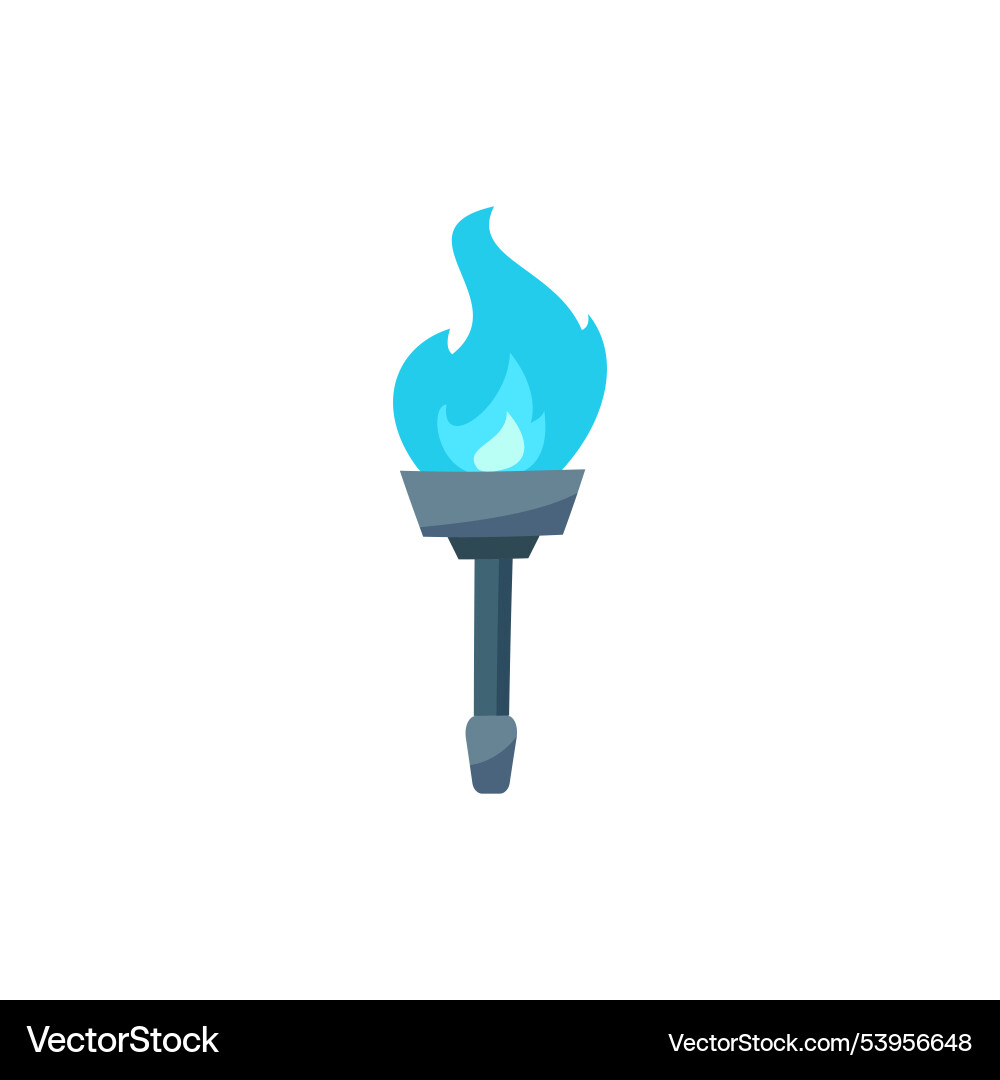 Torch icon with glowing cold magical burning flame