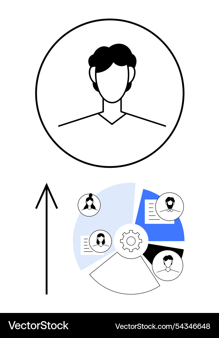 User profile avatar above segmented circle chart Vector Image