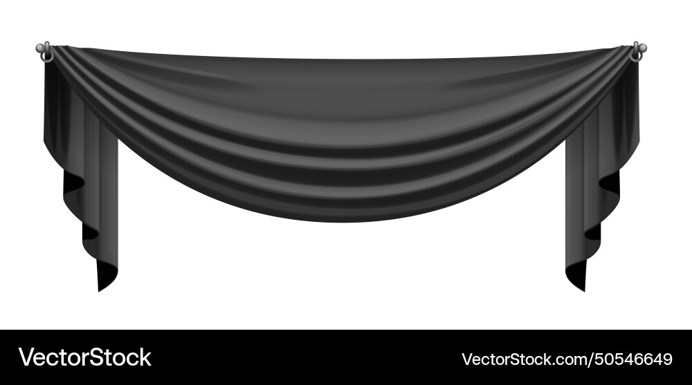 Black curtains 3d hanging soft silk drapery Vector Image
