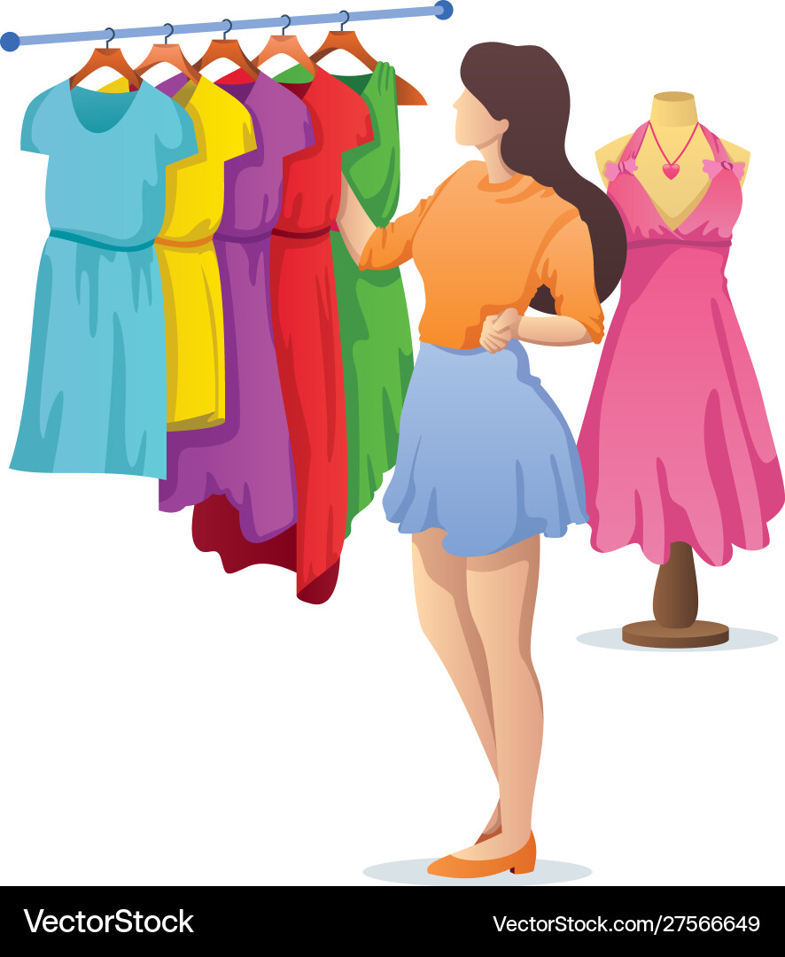 Choosing dress cartoon Royalty Free Vector Image