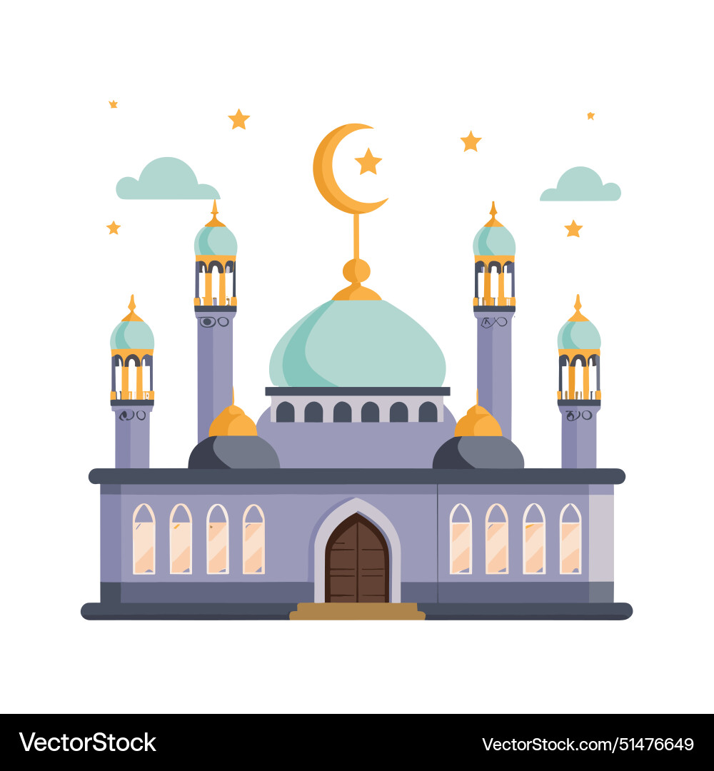 Flat islamic mosque building Royalty Free Vector Image