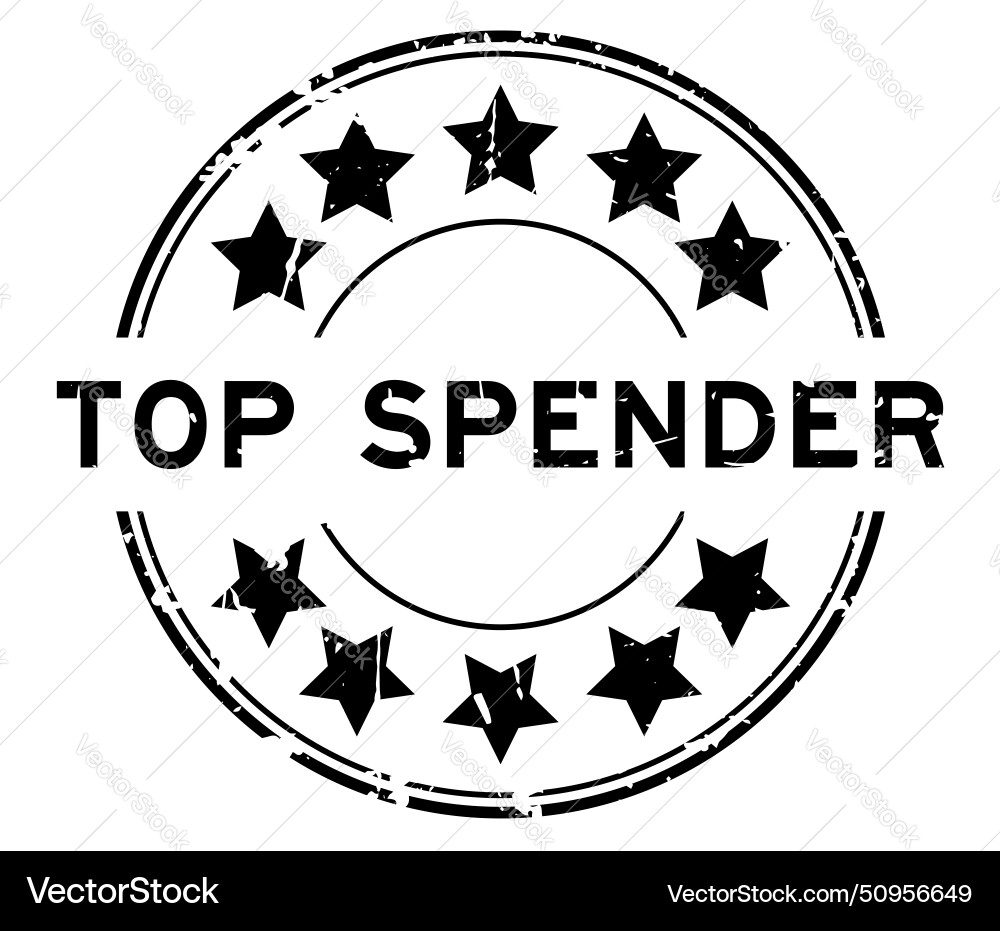 Grunge black top spender word with star icon Vector Image