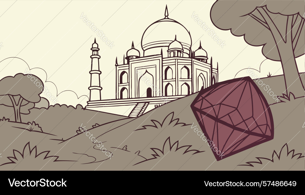 Iconic taj mahal mit einem funkelnden Diamant Vektorbild