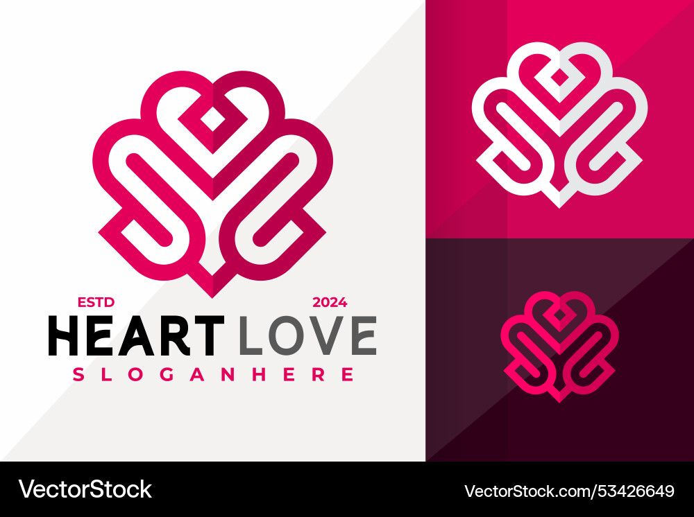 Letter m heart loves logo icon design creative Vector Image