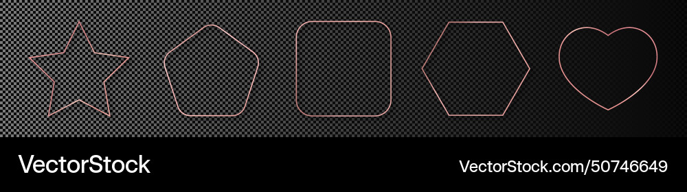 Rose gold glowing different geometric shape frame Vector Image