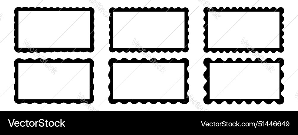 Set of rectangle frames with wavy edges Royalty Free Vector