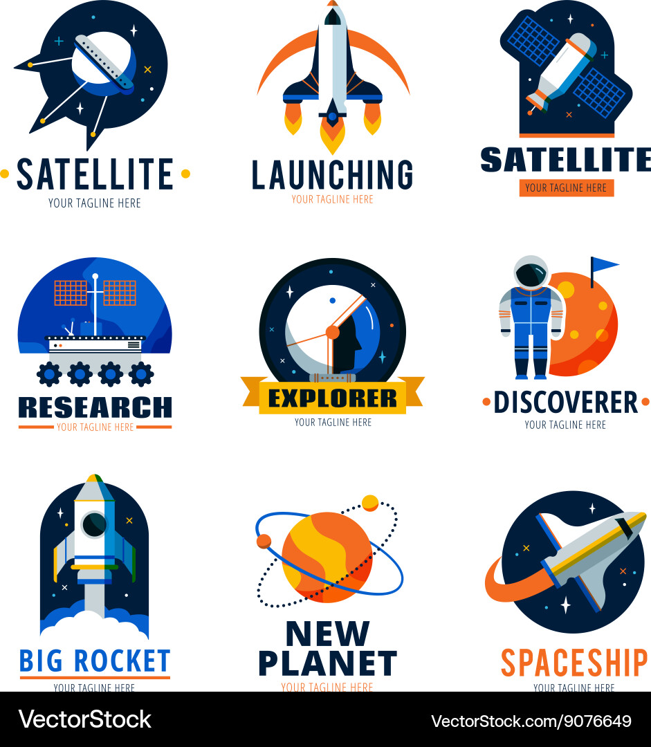 Space logo emblems set Royalty Free Vector Image