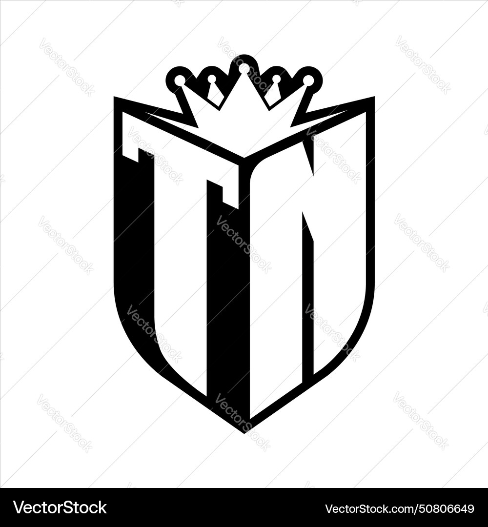 Tn letter bold monogram with shield shape Vector Image