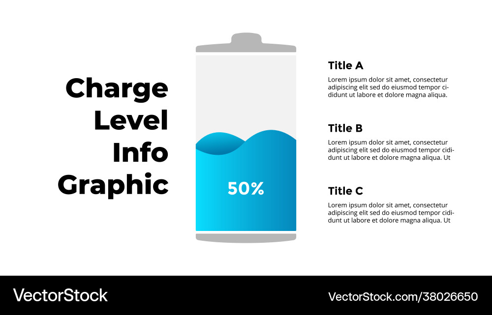 Battery charge level infographic 50 percents Vector Image