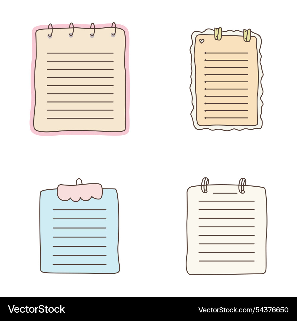 Collection of cute pastel empty line note paper Vector Image