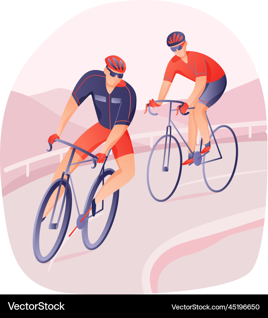 Cycling tour turn composition Royalty Free Vector Image