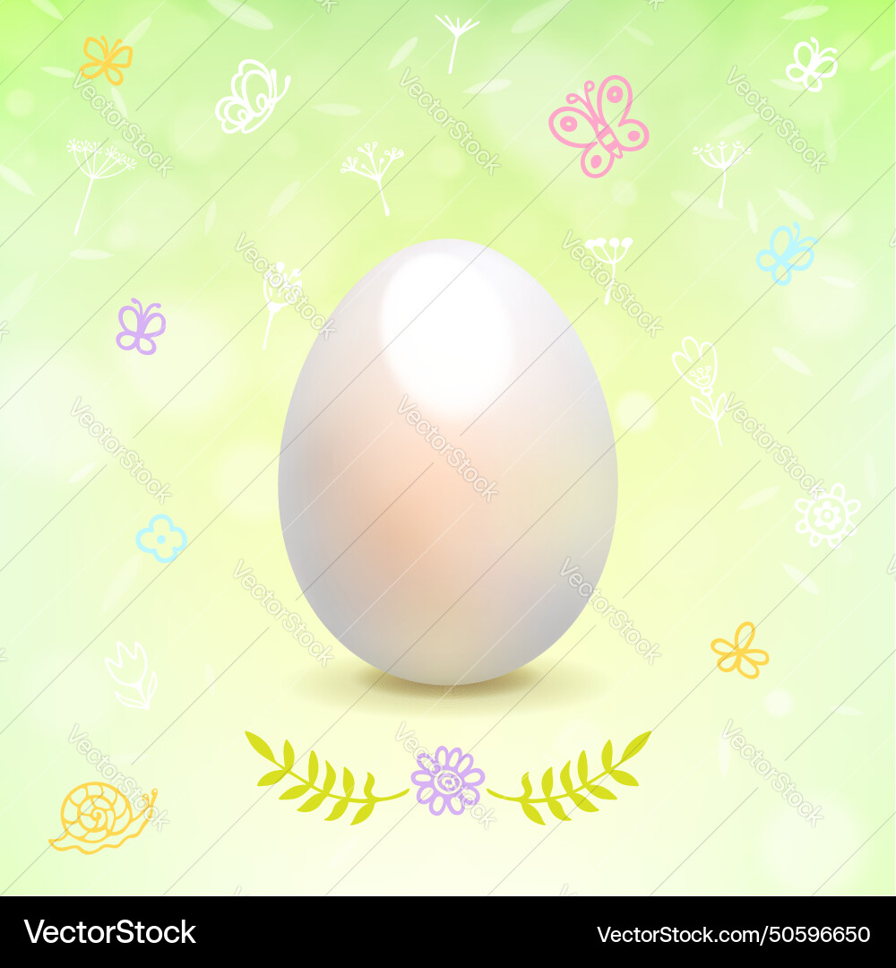 Easter egg on spring floral background Royalty Free Vector