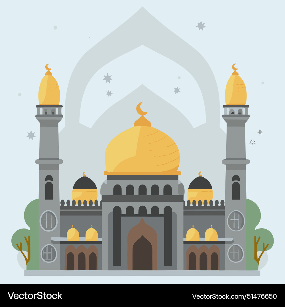 Flat islamic mosque building Royalty Free Vector Image