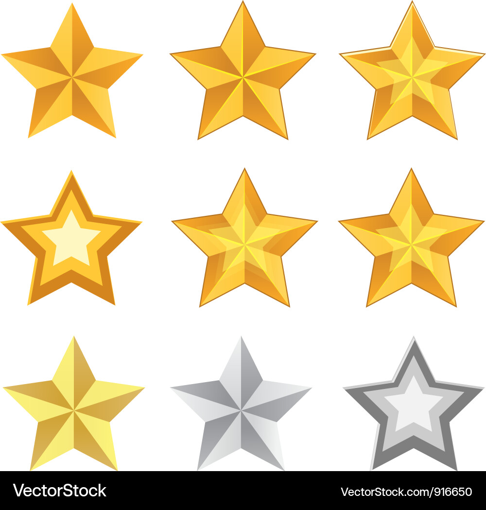 Gold star set Royalty Free Vector Image - VectorStock