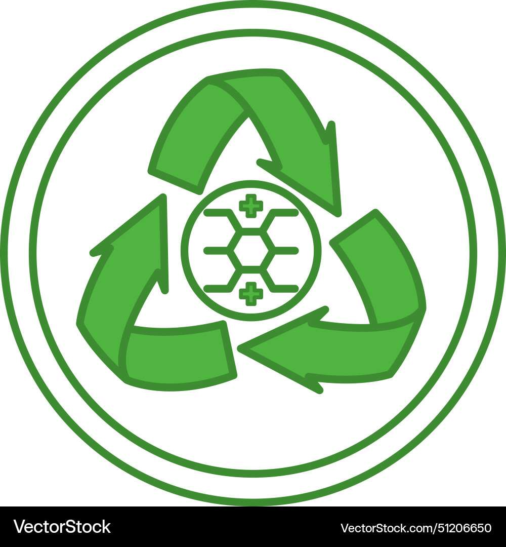 Green recycled polyester icon recycling Royalty Free Vector