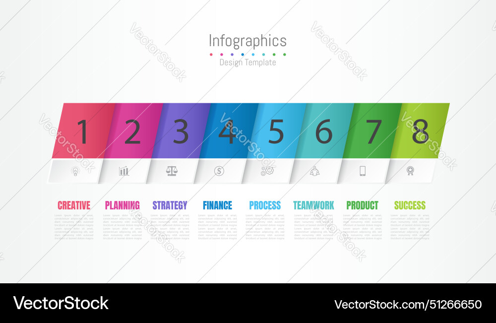 Infographic 8 options design elements Royalty Free Vector