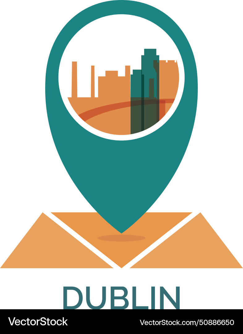 Ireland dublin map city pin point geolocation Vector Image
