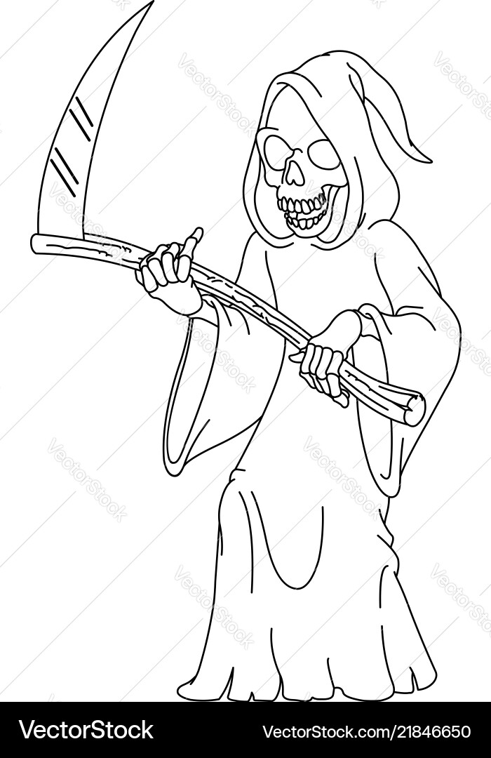 Laughing Grim Reaper with Scythe Royalty Free Vector Image