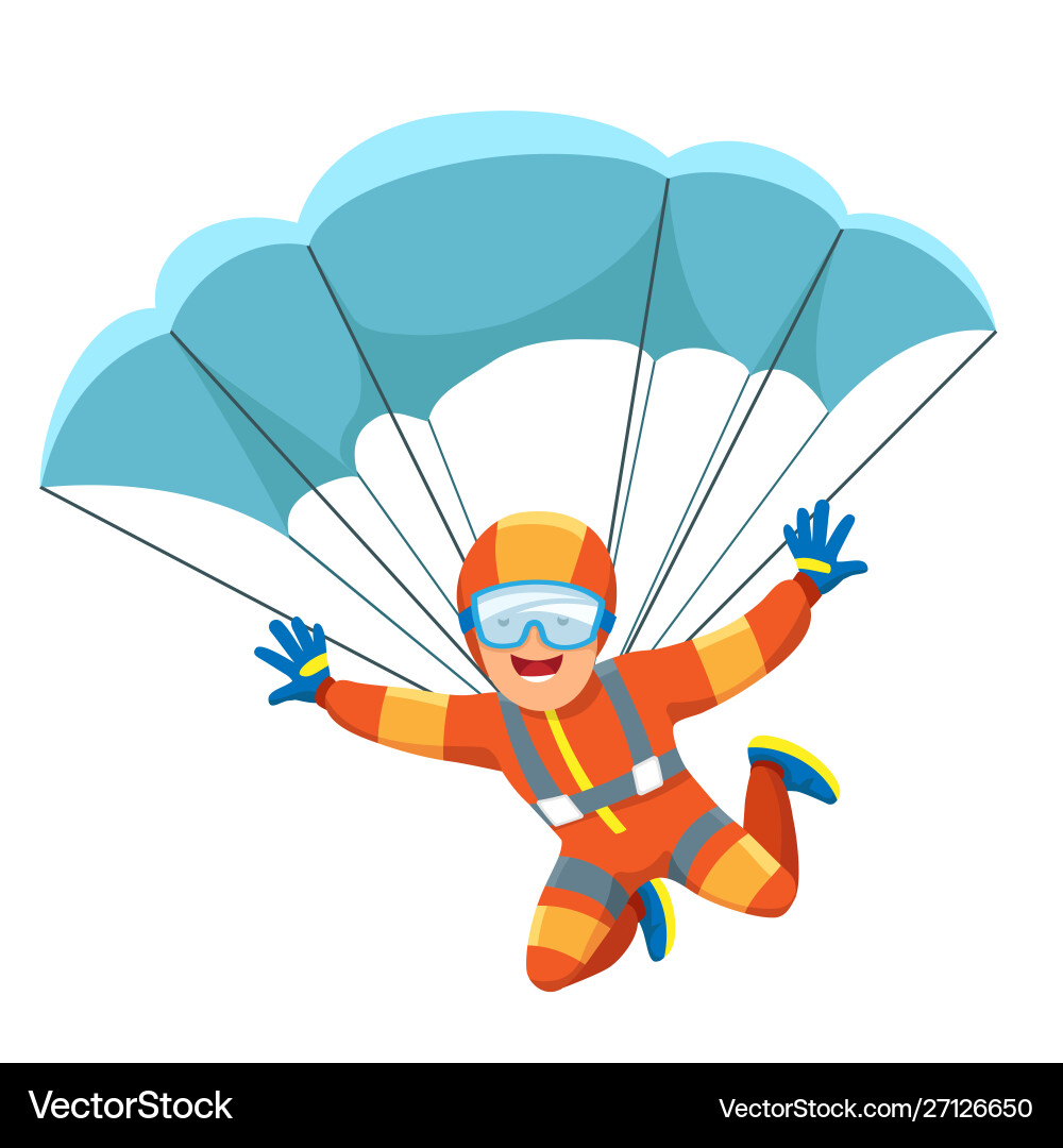 Parachute Skydiver Icon - Man Jumping Royalty Free Vector