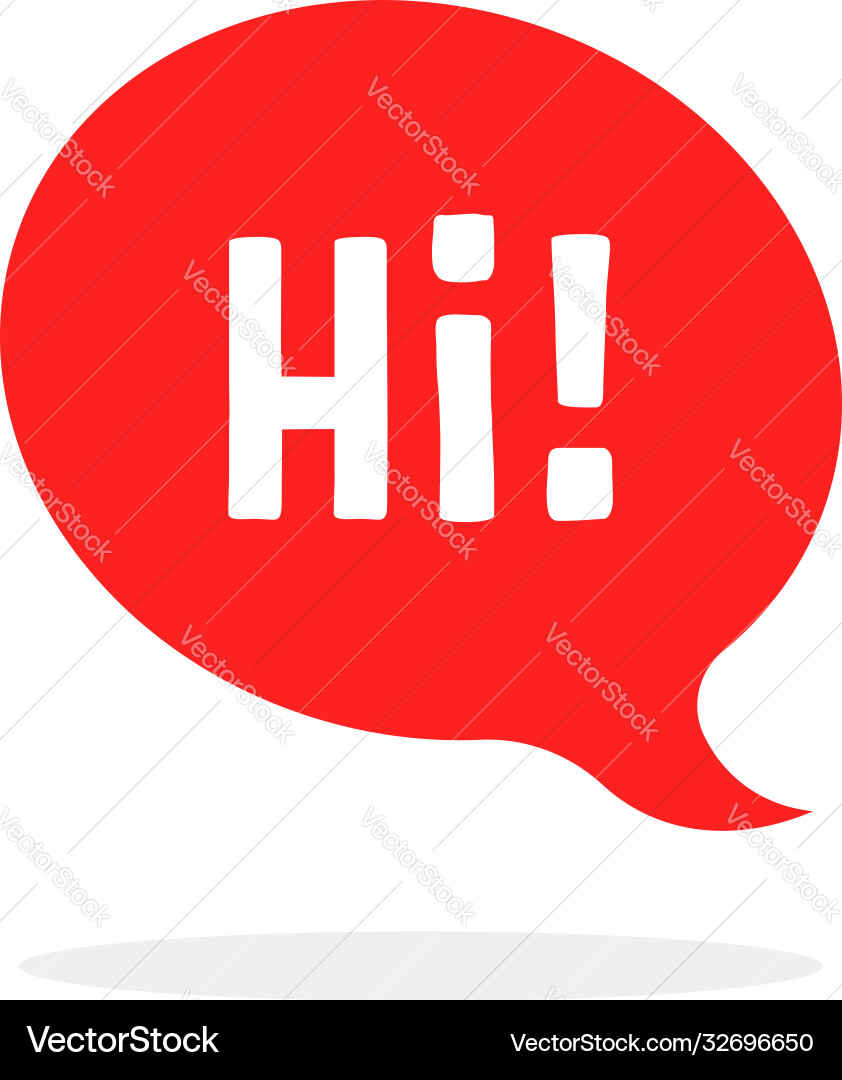 Red speech bubble with hi word Royalty Free Vector Image