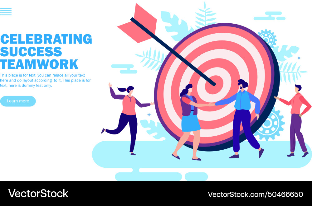 Team congratulating each other for target Vector Image