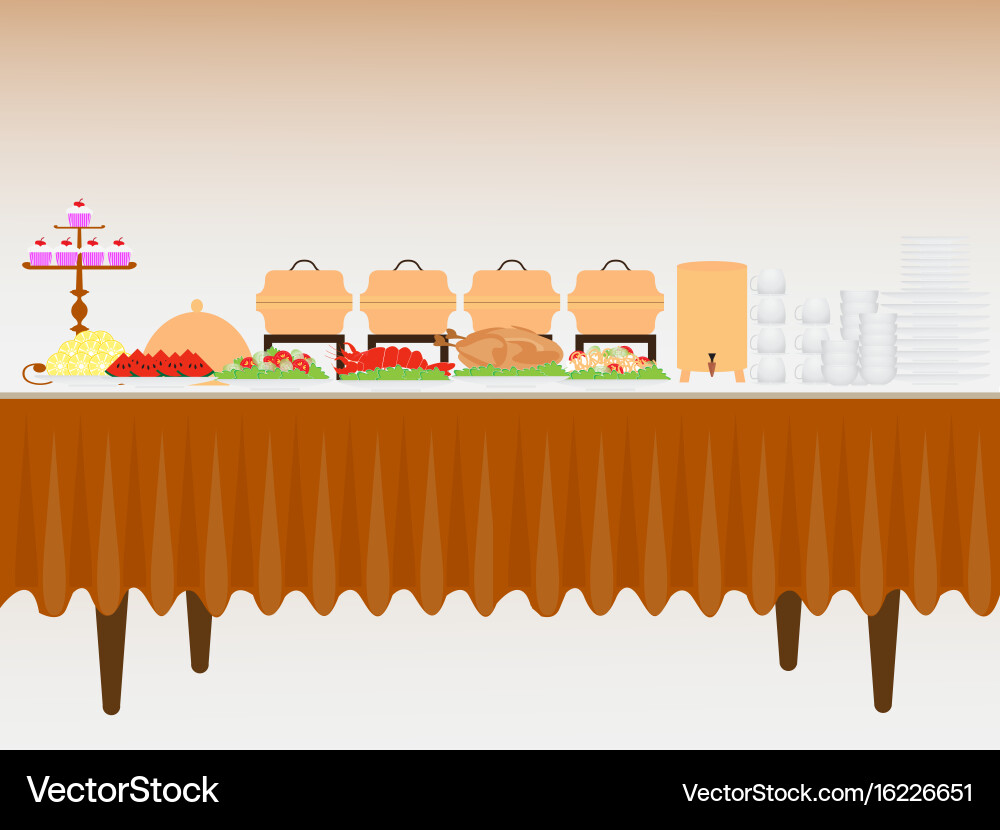 Buffet table Royalty Free Vector Image - VectorStock