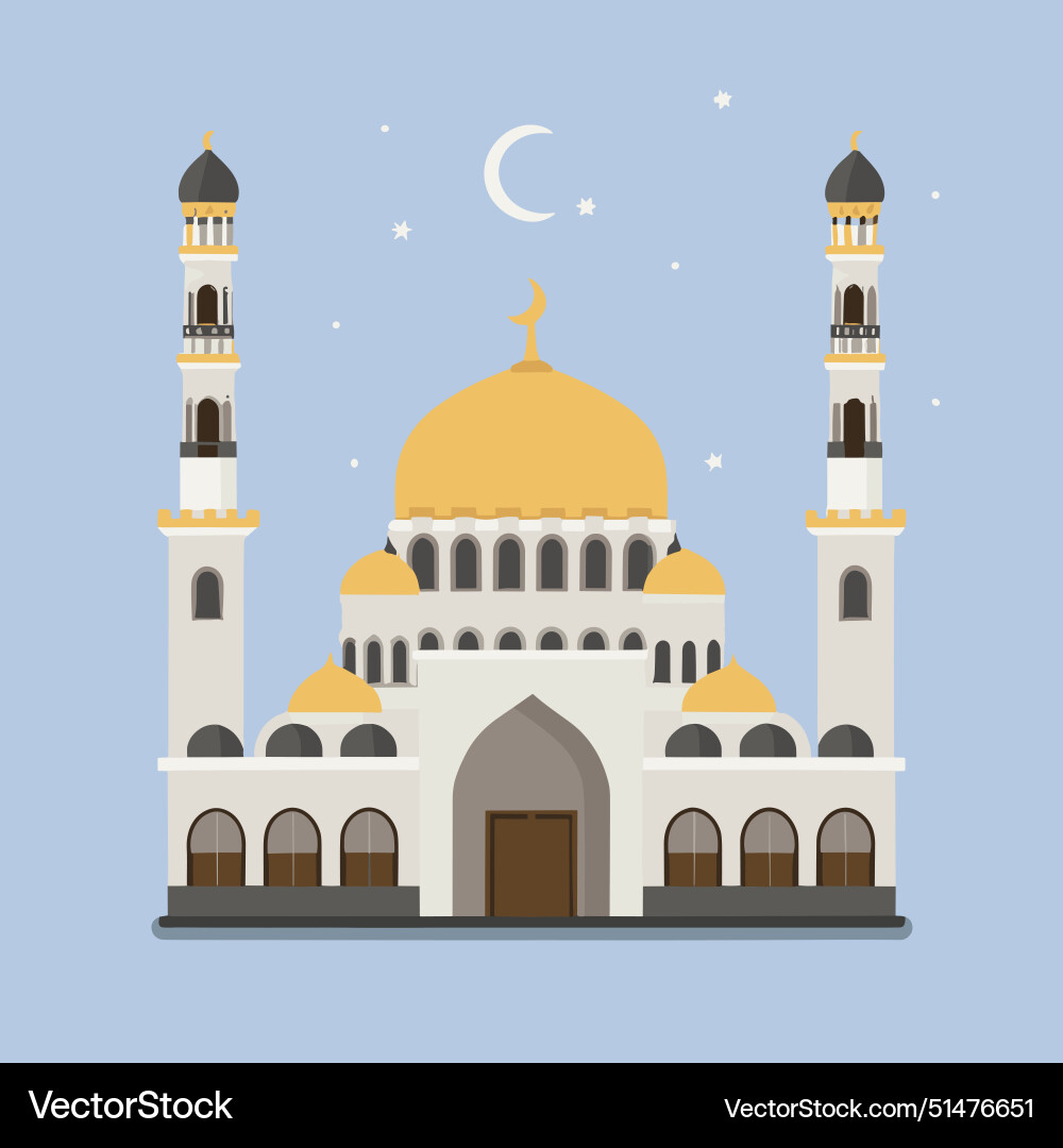Flat islamic mosque building Royalty Free Vector Image
