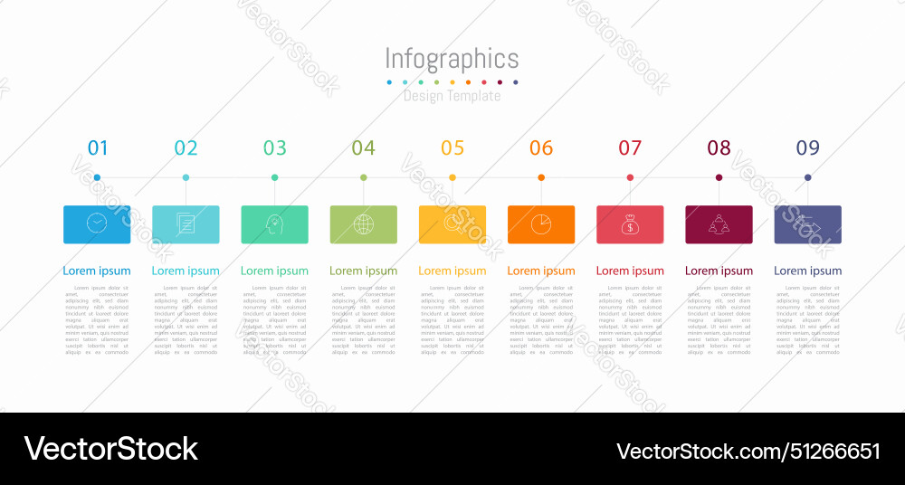 Infographic 9 options design elements Royalty Free Vector