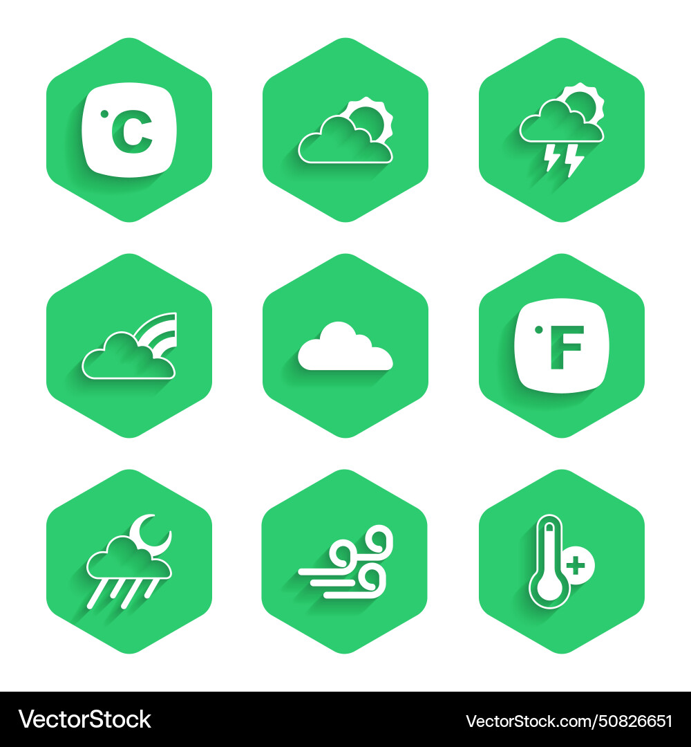 Set cloud windy weather meteorology thermometer Vector Image